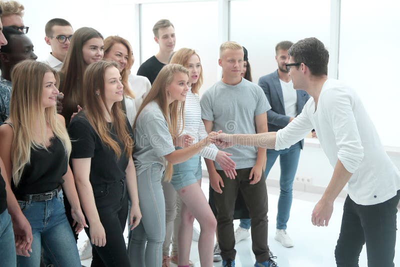 Happy Guy Telling His Friends about Something Stock Photo - Image of ...