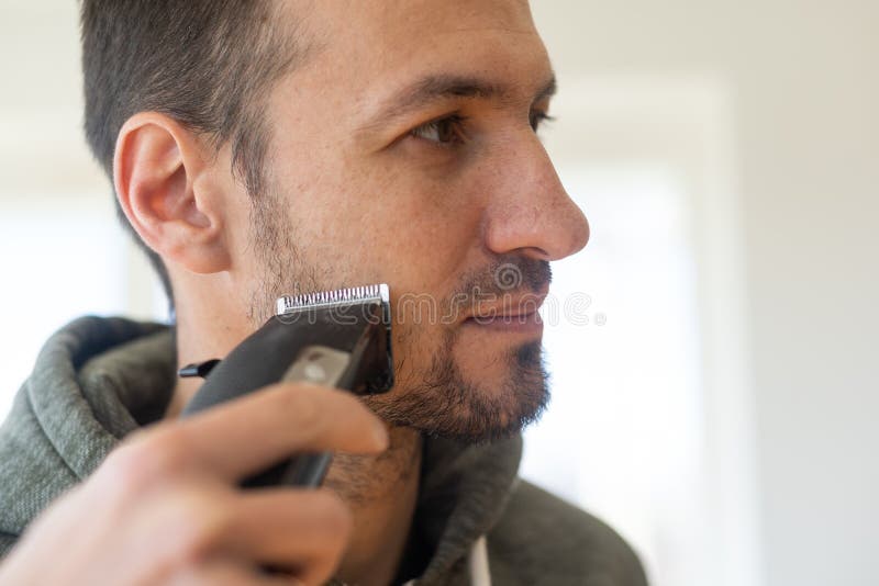 Happy Guy Using Electric Razor Stock Image - Image of muscular, razor ...