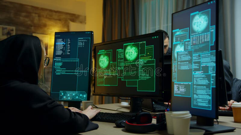 Happy Hacker Team after a Successful Cyber Attack Stock Photo - Image ...