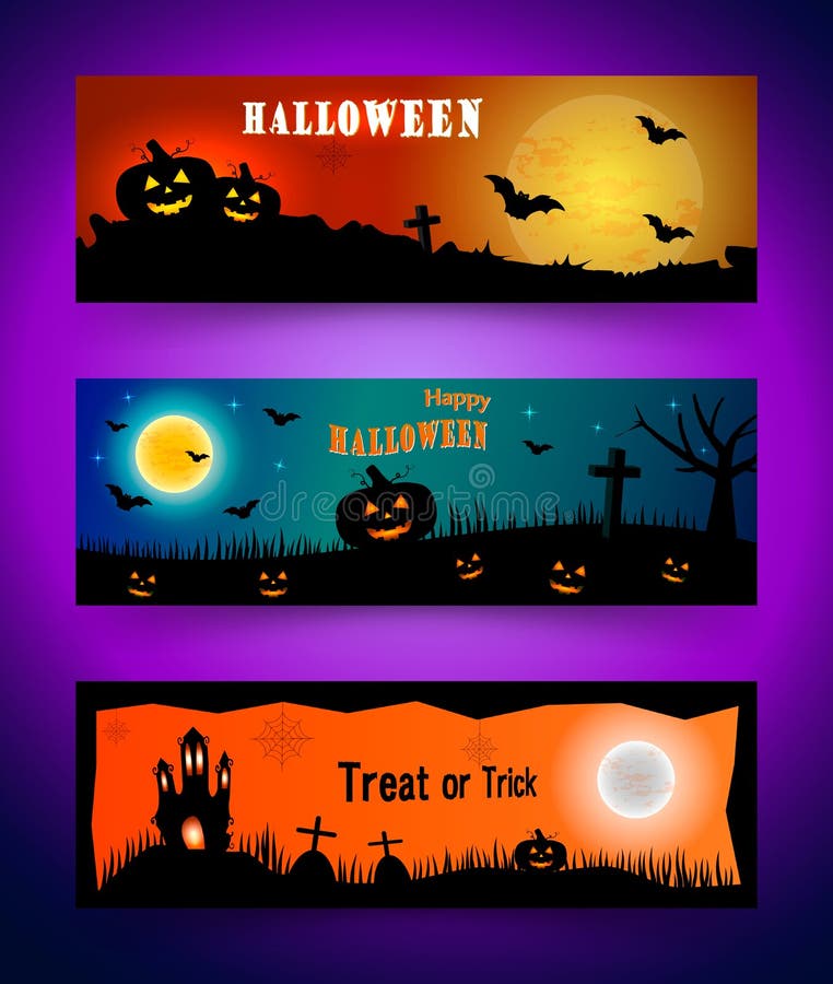 Happy Halloween Banner Set. Collection of Header Stock Vector ...