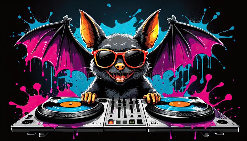 Happy Halloween Bat DJ stock illustration. Illustration of orange ...