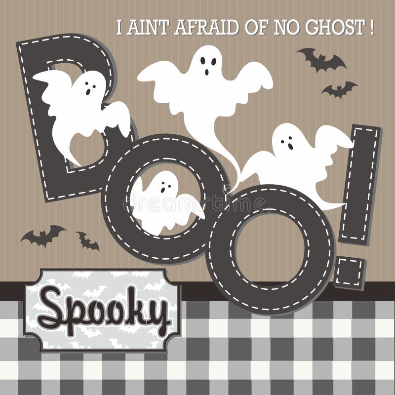 Happy Halloween Card Design with Cute Ghost and Boo Text Stock Vector ...