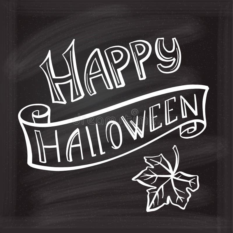 Happy Halloween Chalk Hand Lettering Stock Vector - Illustration of ...