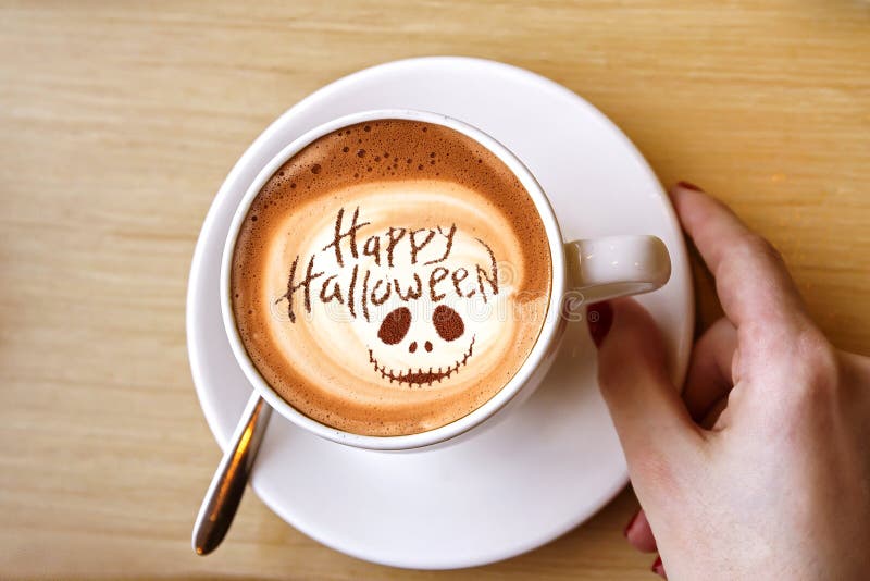 Happy halloween coffee stock photo. Image of white, latte - 127798642