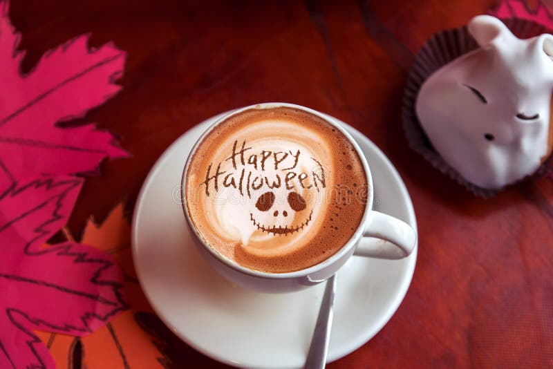 Happy halloween coffee stock photo. Image of white, latte - 127798642