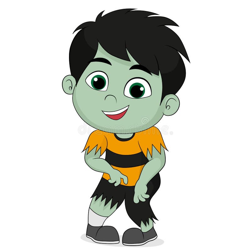 Happy Halloween.Cute Zombie in Halloween Stock Vector - Illustration of ...