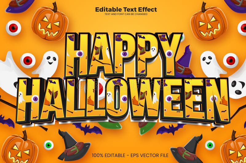 Happy Halloween Editable Text Effect in Modern Trend Style Stock Vector ...