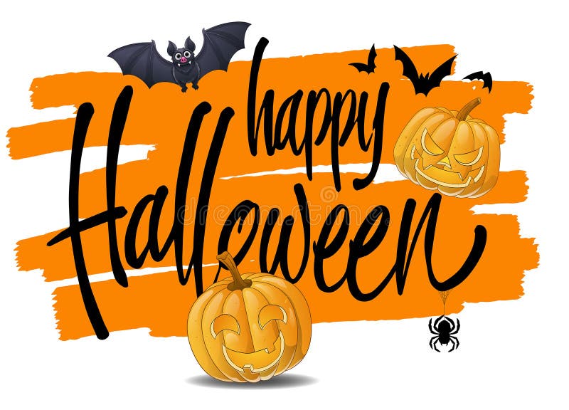 Happy Halloween Greeting with Script Calligraphy Stock Vector ...