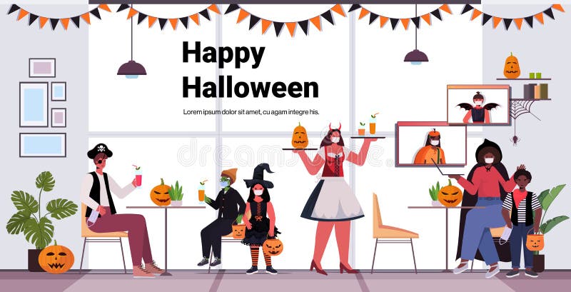 Happy Halloween Holiday Celebration Concept Waitress in Costume Serving ... Happy Halloween Holiday Celebration Concept Waitress in Costume Serving ...