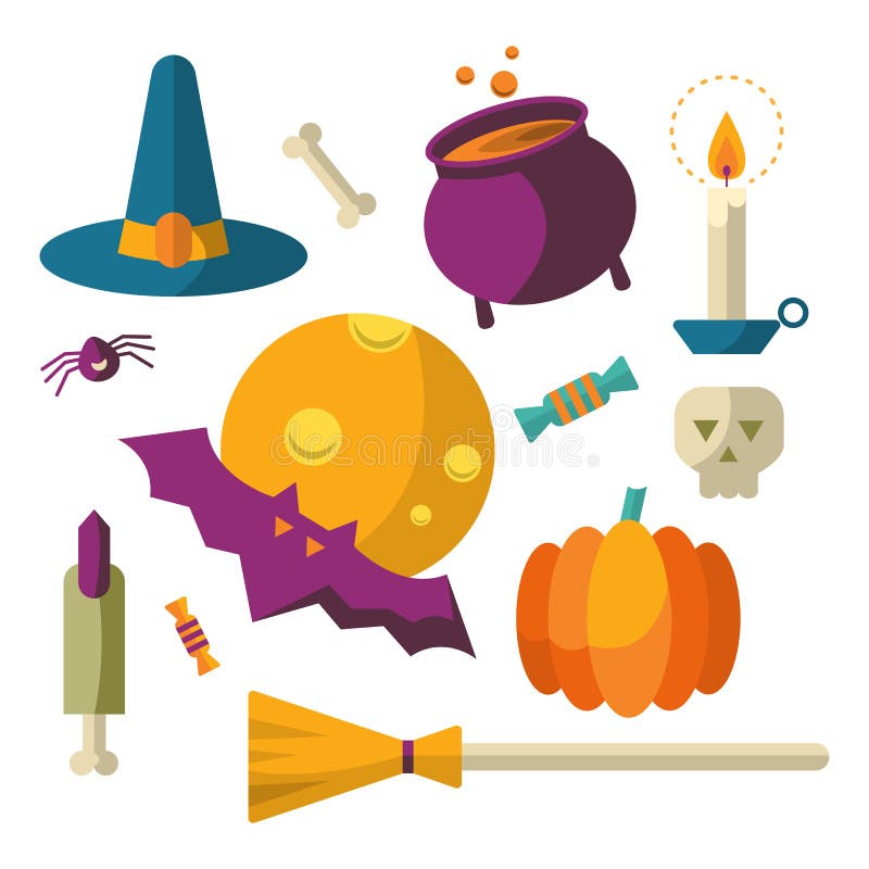 Happy Halloween icons stock vector. Illustration of gift - 77895333