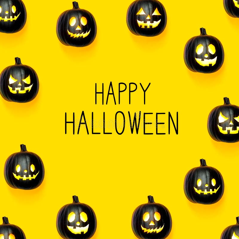 Happy Halloween Message with Black Pumpkins Stock Illustration ...