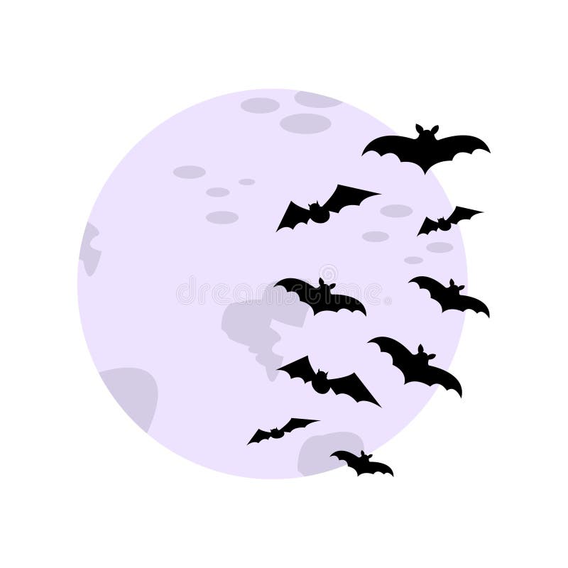 Happy Halloween Moon Background with Bat Stock Illustration ...