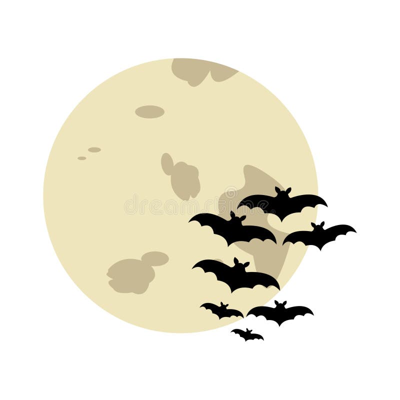 Happy Halloween Moon Background with Bat Stock Illustration ...