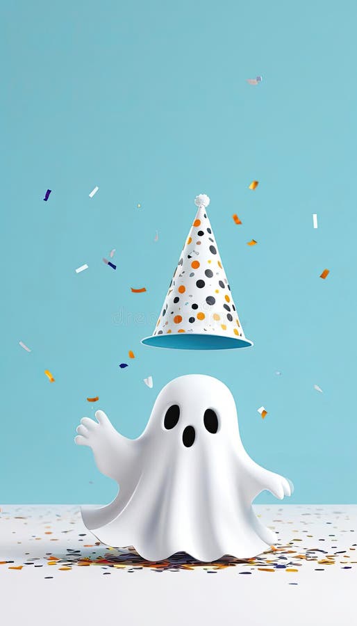 Happy Halloween Party Ghost with Copy Space Stock Illustration ...