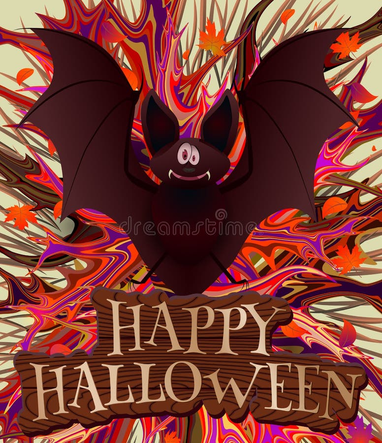 Happy Halloween Poster with Bat. Stock Vector - Illustration of graphic ...