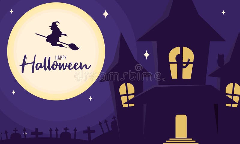 Happy Halloween Poster Castle of Terror Vector Stock Vector ...