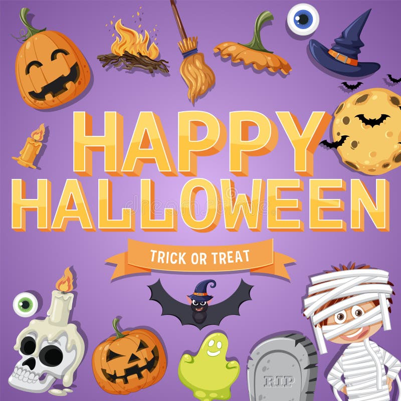 Happy Halloween Poster Template Stock Vector - Illustration of ...