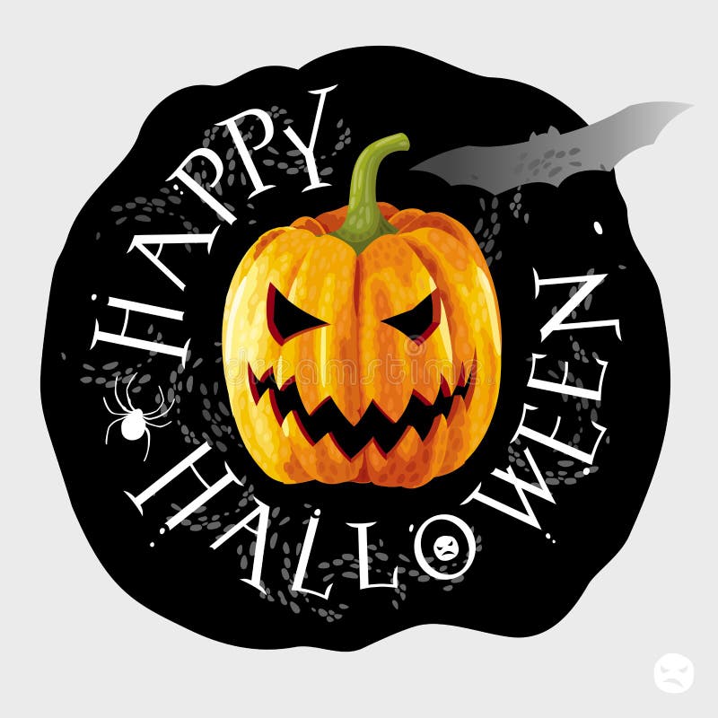 Happy Halloween Round Label Stock Vector - Illustration of orange ...