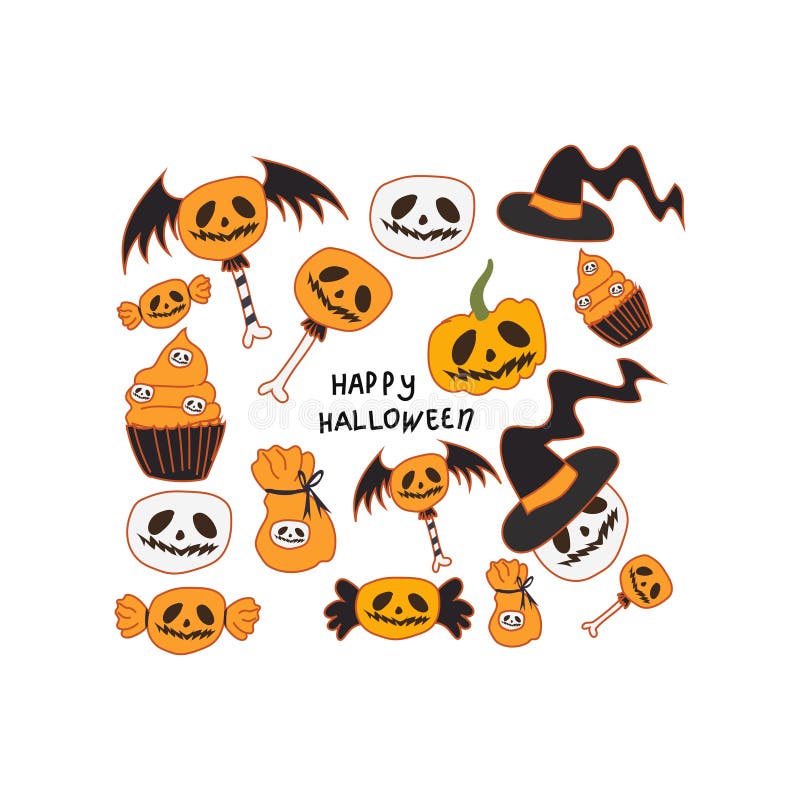 Happy Halloween Set Design Set Vector Illustration Stock Vector ...