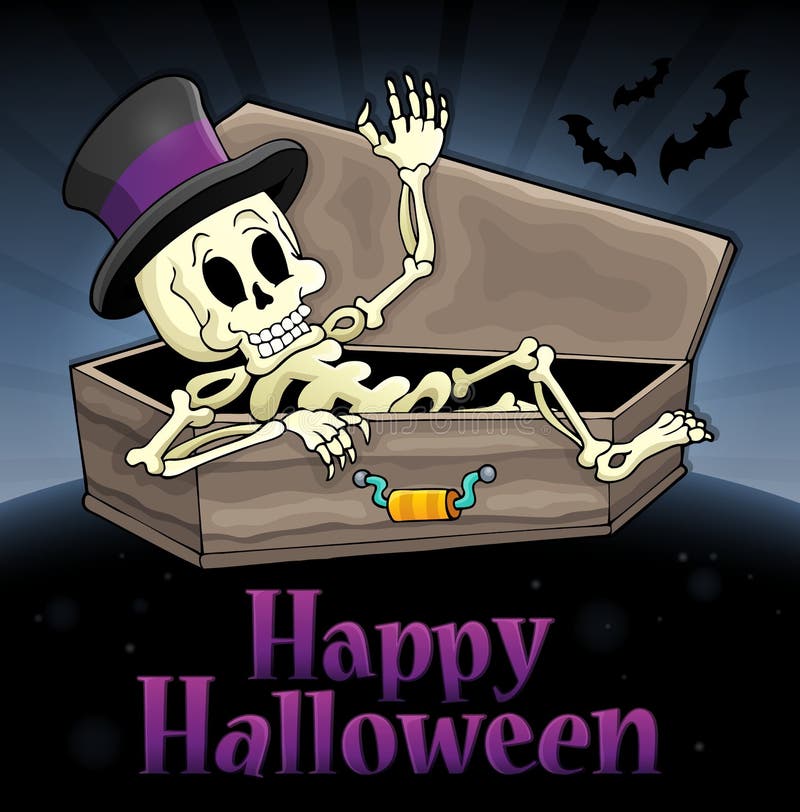 Happy Halloween Sign with Skeleton Stock Vector - Illustration of ...