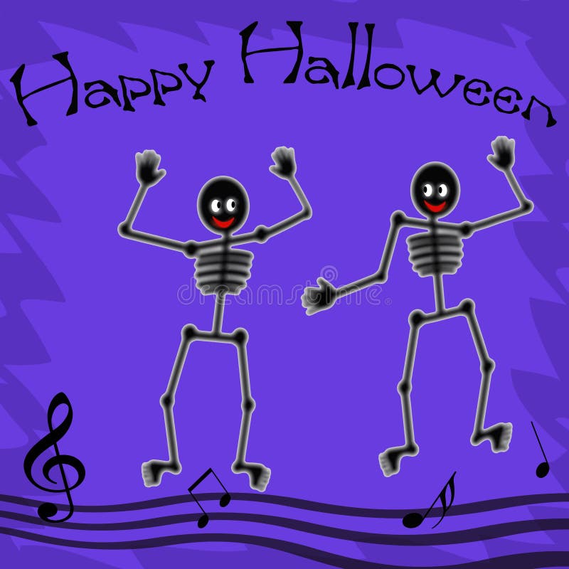 Happy Halloween skeletons stock illustration. Illustration of black ...
