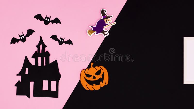 Happy Halloween Stop Motion with Frame for Text on Pink Black Theme ...