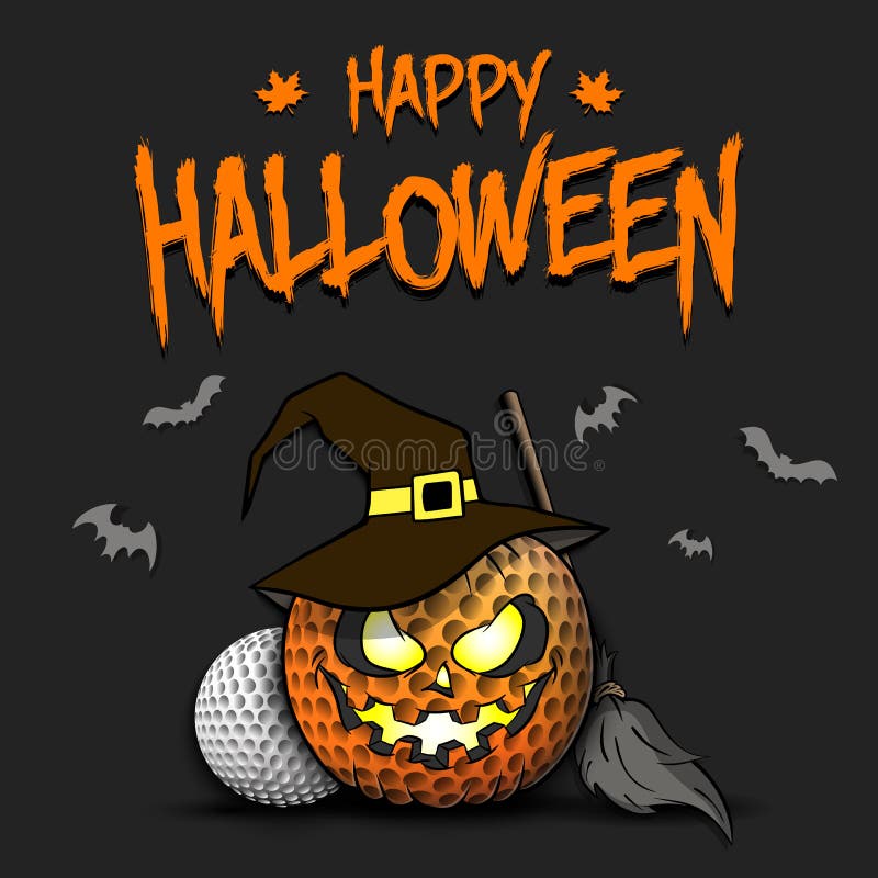 Happy Halloween. Golf Ball Pumpkin Stock Illustration - Illustration of ...