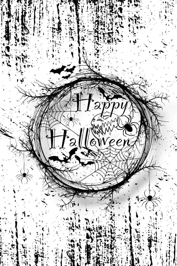 Happy Halloween Text Banner, Horror Wreath of Branches, a Realistic ...