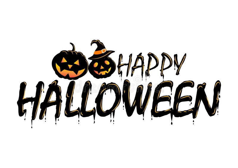 Happy Halloween Text Banner Stock Vector - Illustration of drawing ...