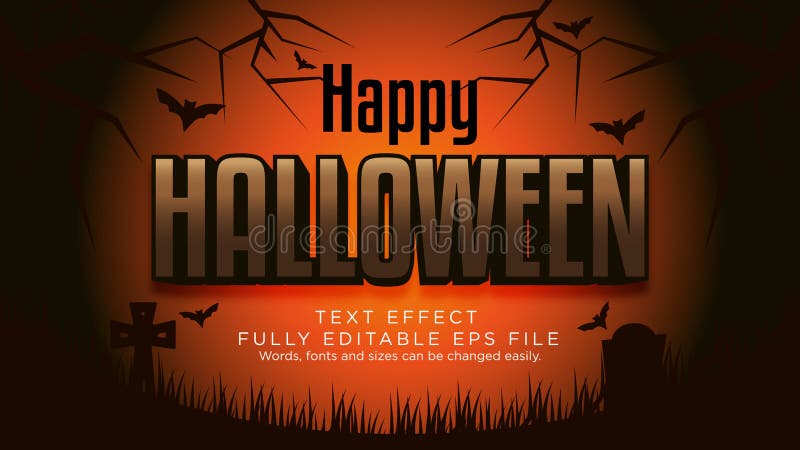 Happy Halloween Text Effect Font Type Vector Background Stock ...