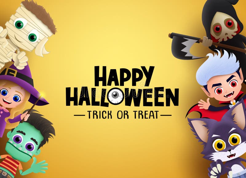 Halloween Vector Characters Set. Flat Scary Cartoon Horror Elements ... Halloween Vector Characters Set. Flat Scary Cartoon Horror Elements ...