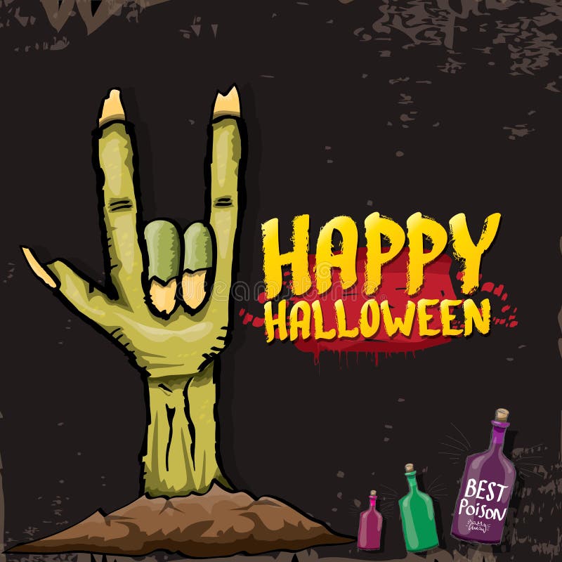 Halloween Vector Rock N Roll Zombie Background Stock Vector ...