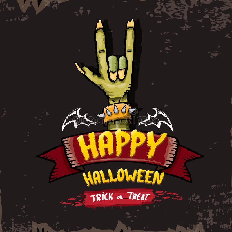 Halloween Vector Rock N Roll Zombie Background Stock Vector ...