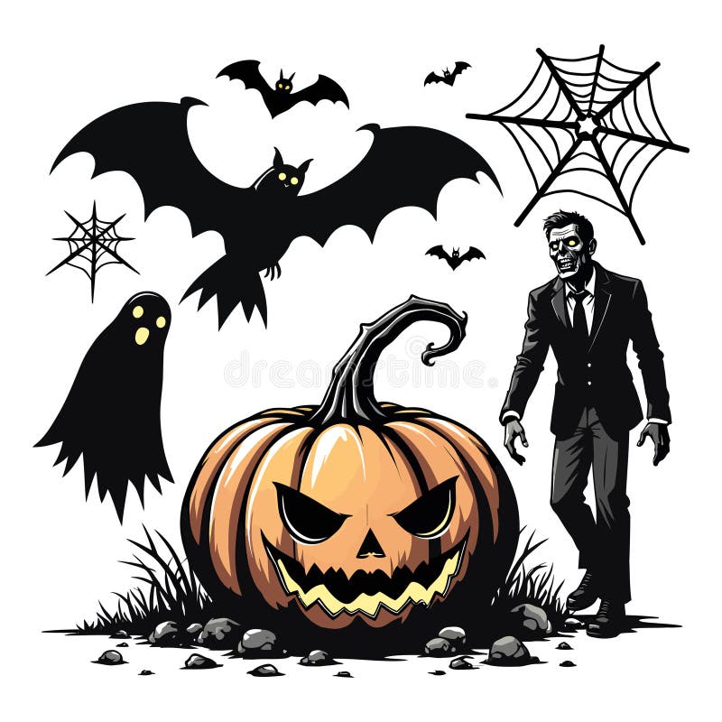 Happy Halloween Vector Set Art Work Illustration Stock Vector ...
