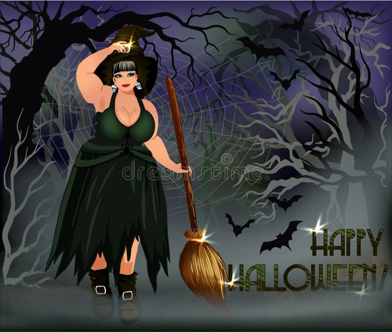 Happy Halloween Vip Card, Young Witch Xxl Stock Vector - Illustration ...
