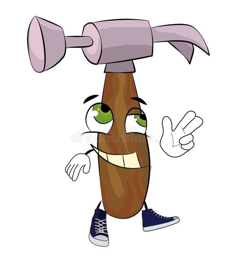 Happy hammer cartoon stock illustration. Illustration of work - 44105062