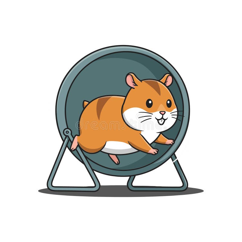 Happy Hamster Running Energetically in a Minimal Vector Illustration ...