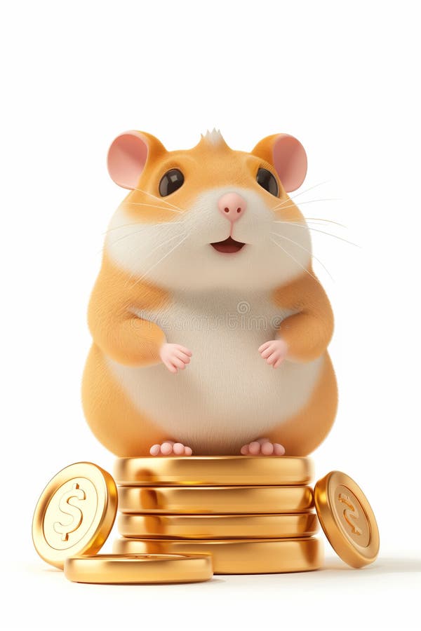 A Happy Hamster Sits on a Stack of Gold Coins. Generative AI Stock ...