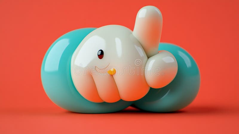 Happy Hand Pointing, 3D Render, Red Background, Website Icon Stock ...