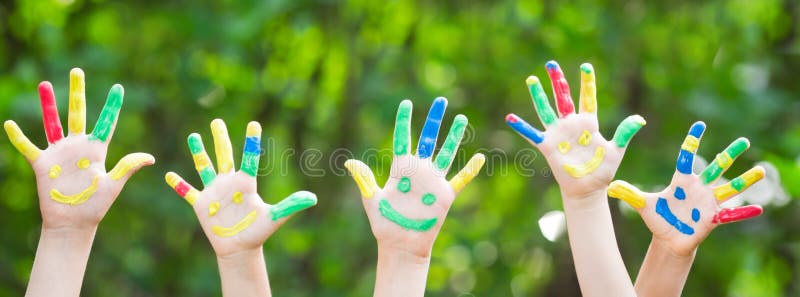 Five Colorful Hands with Smile Stock Image - Image of happy, business ...