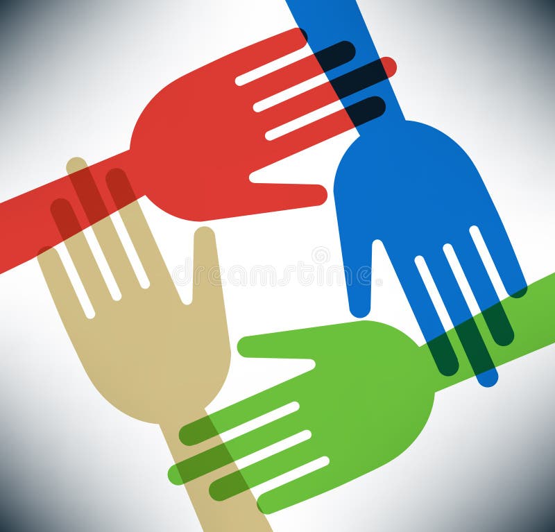 Happy hands_connecting stock illustration. Illustration of organization ...