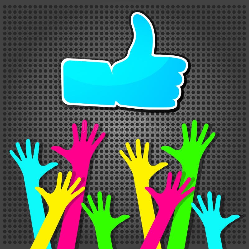 Happy Hands with Like Symbol Stock Vector - Illustration of celebration ...