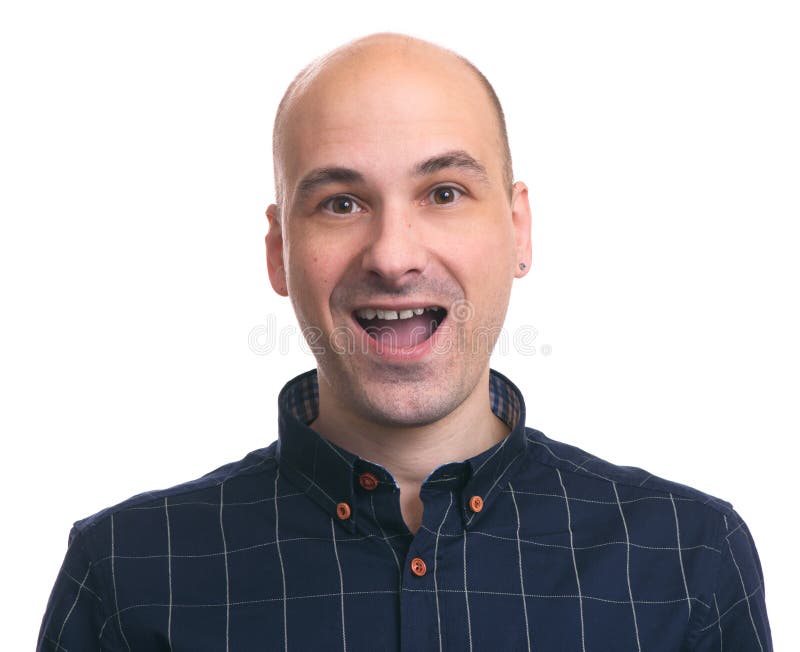 Bald Guy Smiling and Wearing Spectacles. Stock Photo - Image of crossed ...