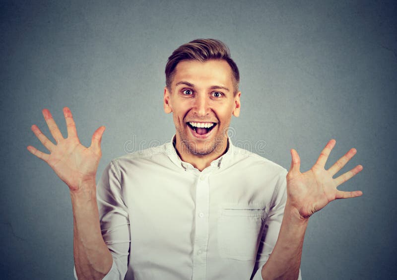 Happy Handsome Man of His Success Stock Photo - Image of conquer, shout ...