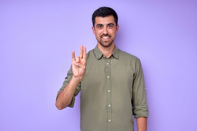 Happy Handsome Smiling Deaf Mute Man Using Sign Language Stock Image ...