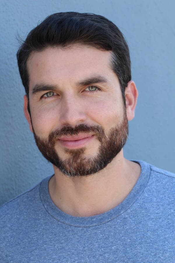 Happy Handsome Stubble Guy in Blue, Portrait Stock Photo - Image of ...