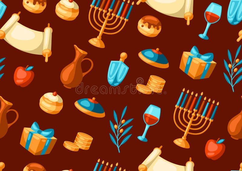 Happy Hanukkah Frame with Religious Symbols. Illustration with Holiday ...