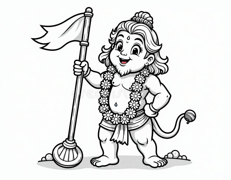 Happy Hanuman with Flag stock illustration. Illustration of festival ...