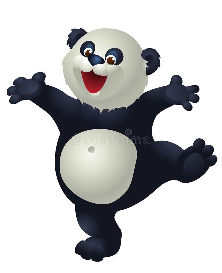 Happy Panda Cartoon Isolated Stock Illustration - Illustration of ...