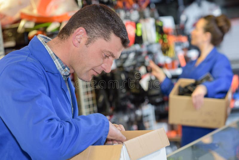 Hardware Worker Scanning Hammer Information Stock Photo - Image of ...